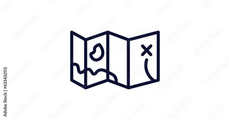 Treasure Map Icon Thin Line Treasure Map Icon From Nautical Collection Outline Vector Isolated