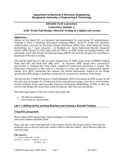 Lab1 Directed Verification Pdf Field Programmable Gate Array