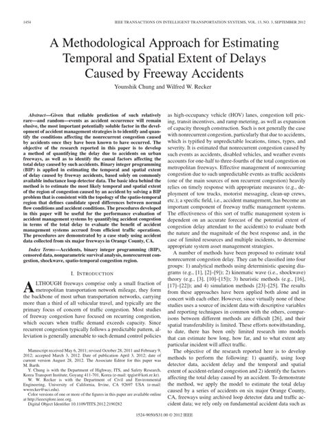 Pdf A Methodological Approach For Estimating Temporal And Spatial Extent Of Delays Caused By