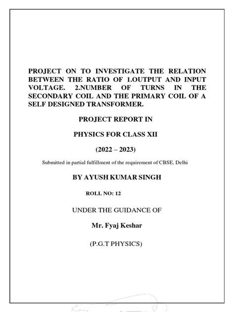 Ayush Project Pdf Transformer Inductor