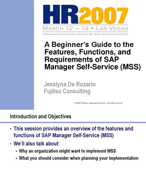 Ess Mss A Beginners Guide To The Features Functions And Requirements Of Sap Manager Self