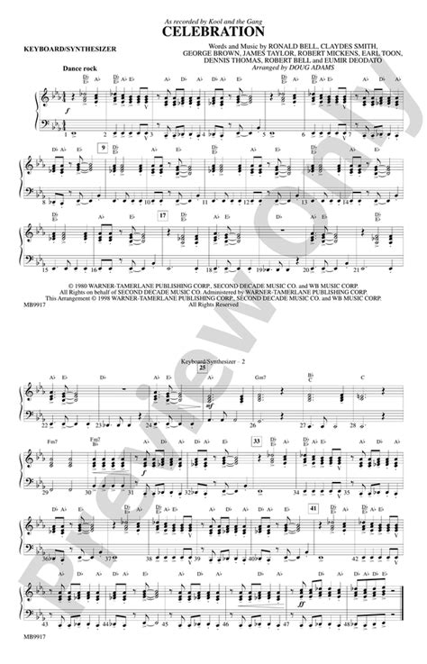 Celebration Keyboard Synthesizer Keyboard Synthesizer Part Digital Sheet Music Download