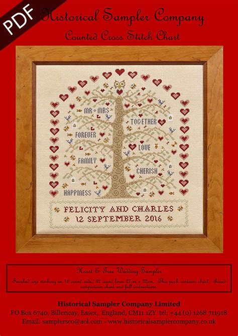 Heart And Tree Wedding Sampler Downloadable Pdf Cross Stitch Pattern