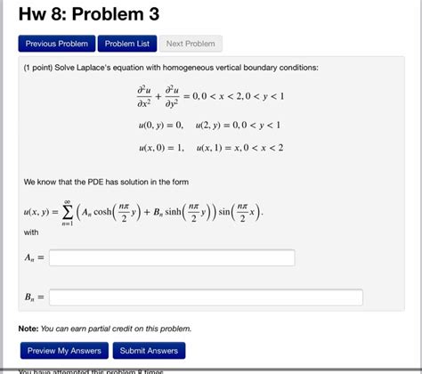 Solved Hw 8 Problem 3 Previous Problem Problem List Next