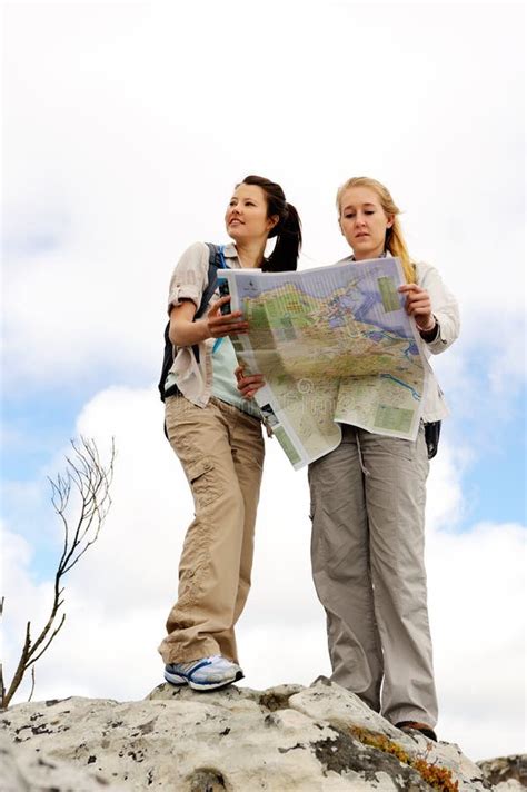 Navigating Map Women Stock Image Image Of Nature Leisure 22774403