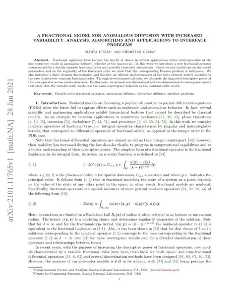 A Fractional Model For Anomalous Diffusion With Increased Variability Docslib