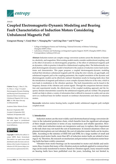 Pdf Coupled Electromagnetic Dynamic Modeling And Bearing Fault Characteristics Of Induction