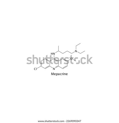 Mepacrine Flat Skeletal Molecular Structure Anthelmintic Stock Vector