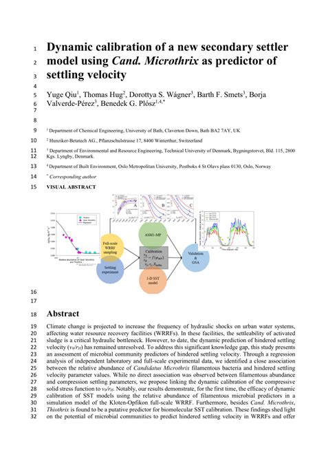 Pdf Dynamic Calibration Of A New Secondary Settler Model Using Cand