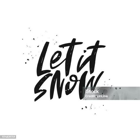 그것은 눈 벡터 브러시 레터링하자 전단지 포스터 카드 배너를위한 손으로 쓴 겨울 타이포그래피 인쇄 손으로 그린 장식 디자인 요소