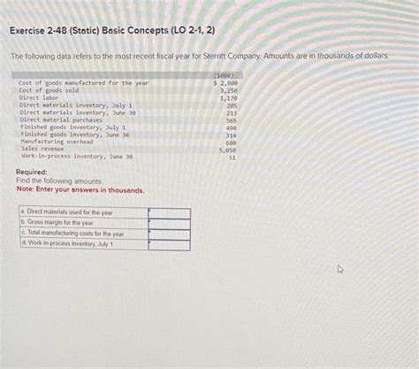 Solved Exercise 2 48 Static Basic Concepts LO 2 1 2 The Chegg Com