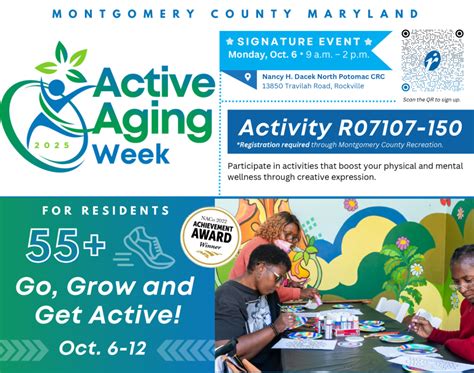 Montgomery County To Launch Active Aging Week Oct 6 12
