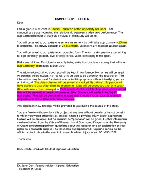 Fillable Online Irb Sample Cover Letterdoc Fax Email Print Pdffiller
