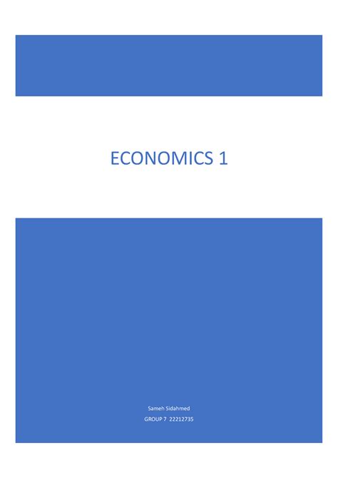 Assignment 1 Globalization Sameh Sidahmed Group 7 22212735 Economics 1 Globalization An