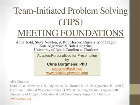 PPT Team Initiated Problem Solving TIPS MEETING FOUNDATIONS PowerPoint Presentation ID