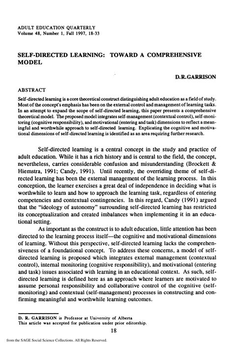 Pdf Self Directed Learning Toward A Comprehensive Model