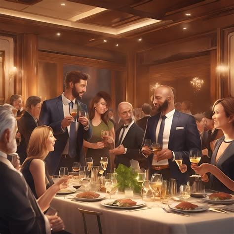 Premium Photo Executives Networking At A Corporate Dinner Event
