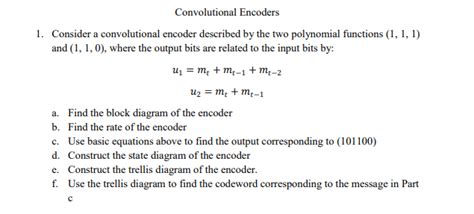Solved Convolutional Encoders 1 Consider A Convolutional
