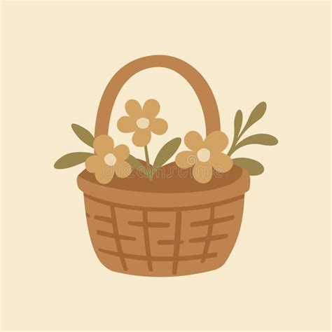 Cottagecore Theme Style Bucket Of Flower Vector Template Stock