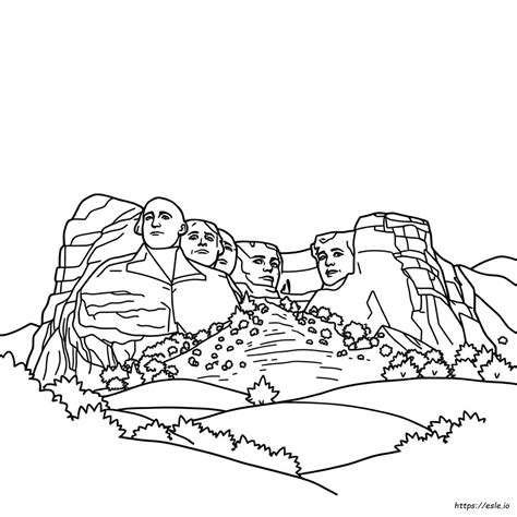 Planșă De Colorat Muntele Rushmore De Printat