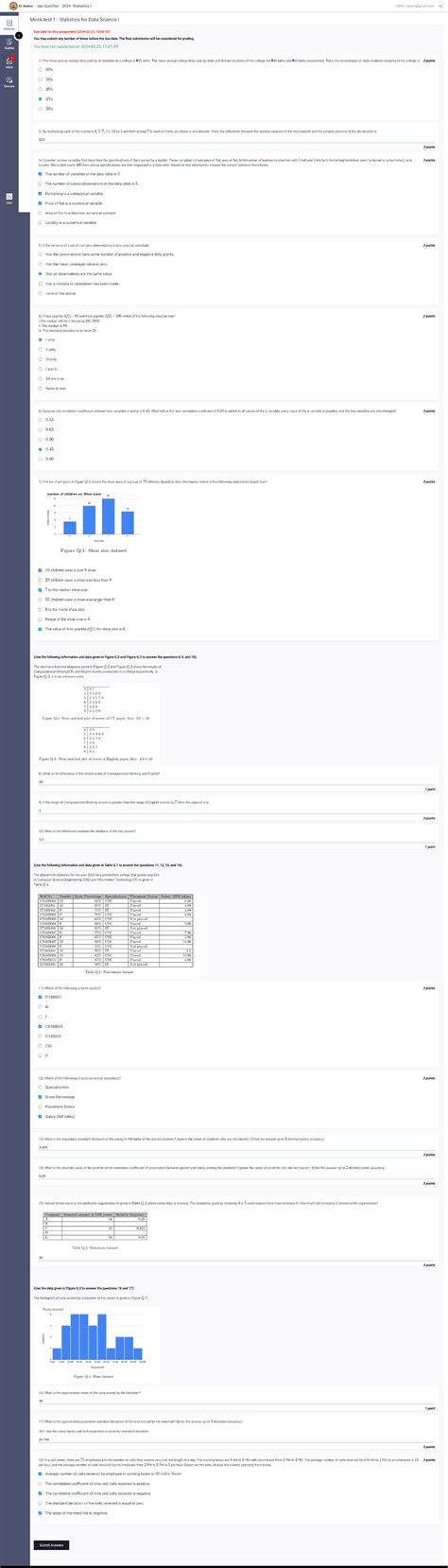 Mock Test Statistics For Data Science I IITM Online Degree Studocu