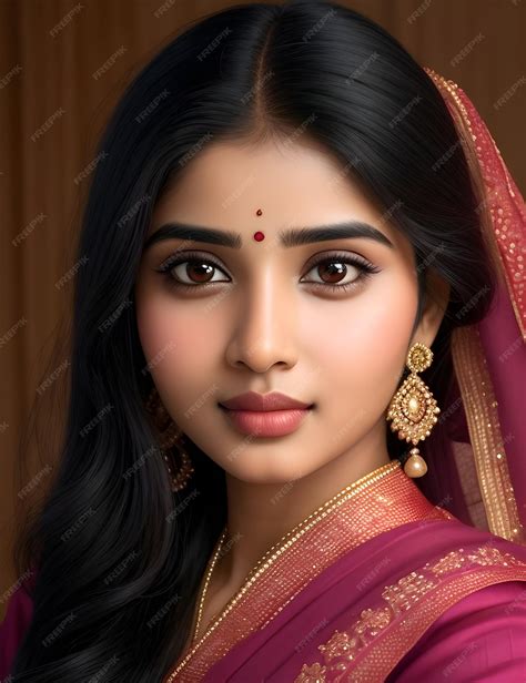 Premium Ai Image A Stunning Stylish Indian Girl With Beautiful Sari Ai Generated