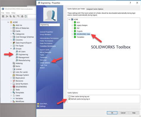 SOLIDWORKS PDM Cache Options For SOLIDWORKS Toolbox
