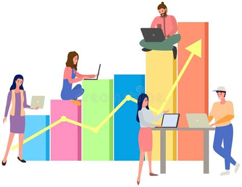 Employees Analyze Statistical Indicators Business Data Characters