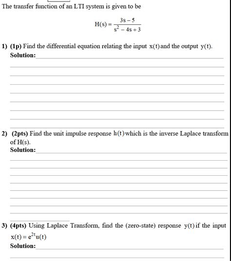 Solved The Transfer Function Of An LTI System Is Given To Be Chegg Com