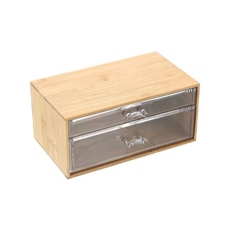 Boxsweden Large Bamboo Crystal 2 Drawer Container Bunnings New Zealand