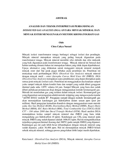 Pdf Analisis Dan Teknik Interpretasi Perbandingan Dissolved Gas Analysis Dga Antara Minyak