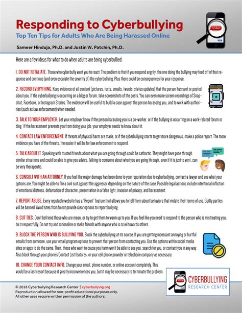 Responding To Cyberbullying Top Ten Tips For Adults Who Are Being