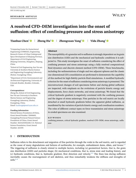 Pdf A Resolved Cfddem Investigation Into The Onset Of Suffusion