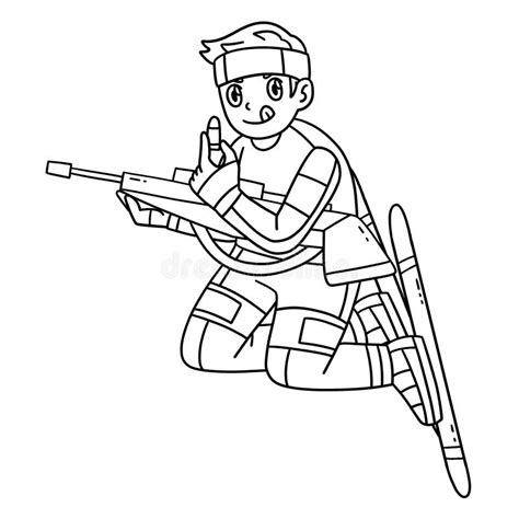 Biathlon Male Biathlete With Ammunition Isolated Stock Vector Illustration Of Page Design