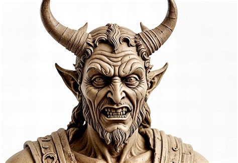 Presenting A Devil Statue On A White Background Premium Ai Generated