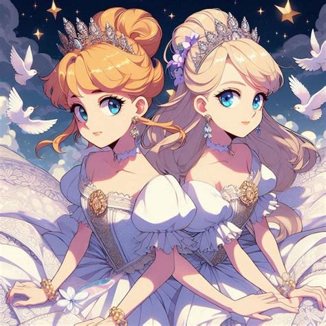 Two Girls In Blue Dresses With The Words The One With The Other On The