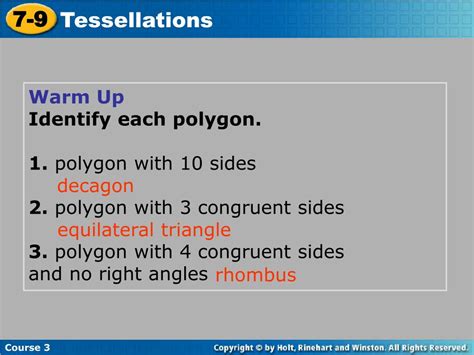 PPT Warm Up Identify Each Polygon 1 Polygon With 10 Sides 2 Polygon With 3 Congruent Sides