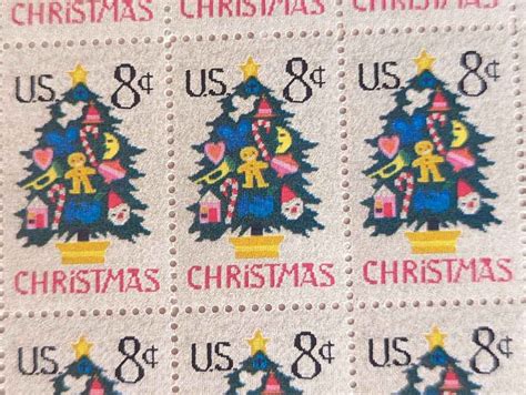 Sheet Of 50 Christmas Tree Stamps Unused Postage Stamps 8 Cent Stamps