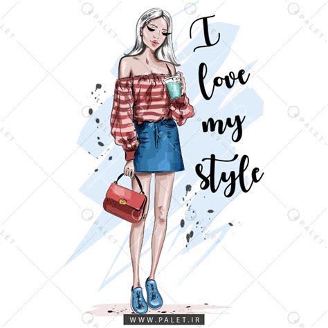 وکتور دختر فشن با استایل مدرن مدل لباس مد روز