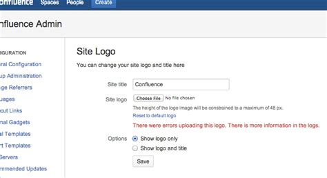 Unable To Change Site Logo In Confluence Confluence Atlassian Documentation