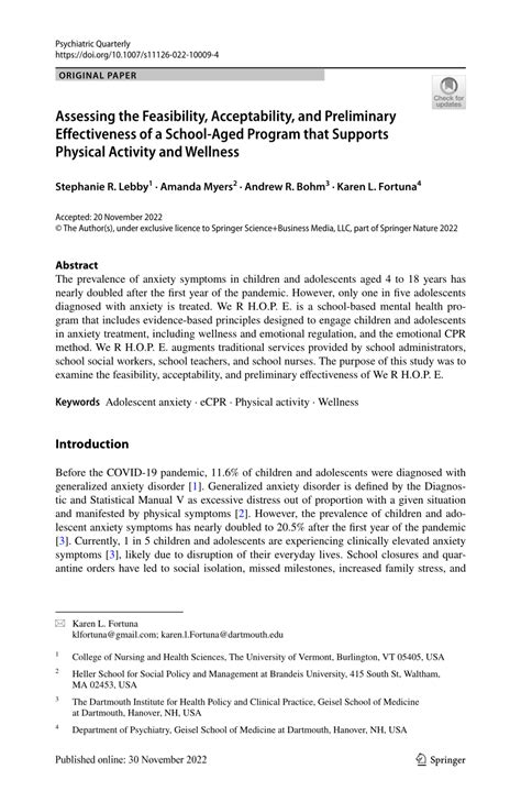 Pdf Assessing The Feasibility Acceptability And Preliminary