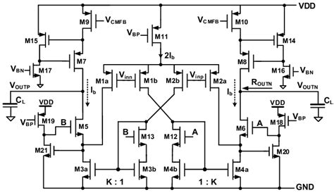 Schematic Of The Novel Gain Boosted Recycling Folded Cascode Amplifier Download Scientific