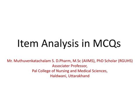 Item Analysis In Mcqs Pptx
