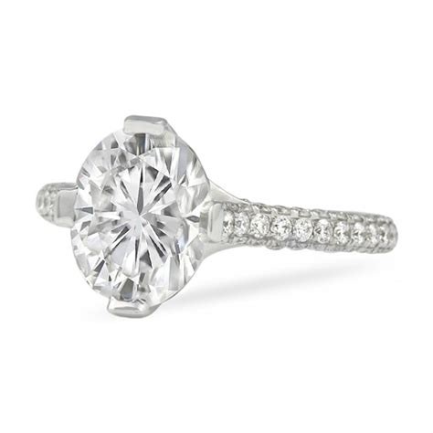 Oval Moissanite Compass Style Engagement Ring Lauren B Jewelry