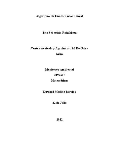 Algoritmo De Una Ecuación Lineal Pdf