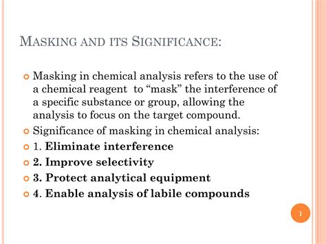 solution masking application and significance in chemical analysis
