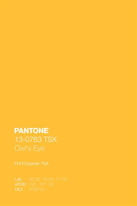 Pantone 13 0763 Tsx Owls Eye Color Code Color Palette Yellow Color Design Inspiration Pantone
