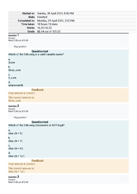 Cos1511 Assignment 1 Mcq Started On Sunday 28 April 2024 836 Pm State Finished Completed On