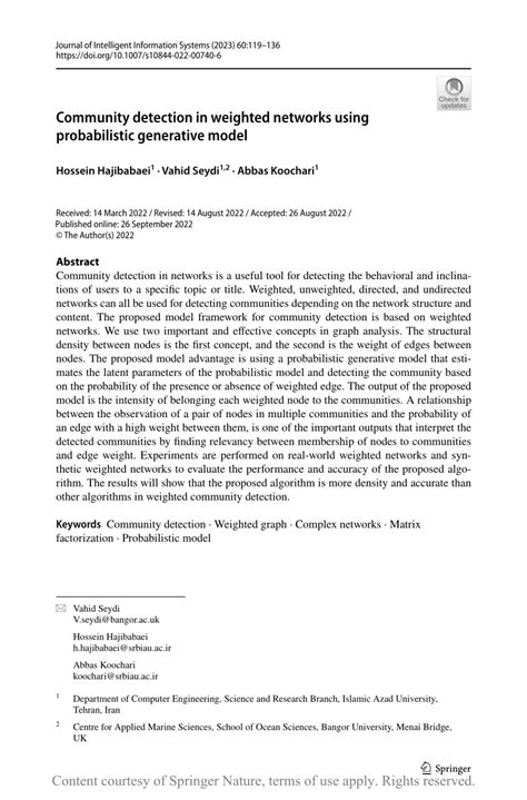 Pdf Community Detection In Weighted Networks Using Probabilistic