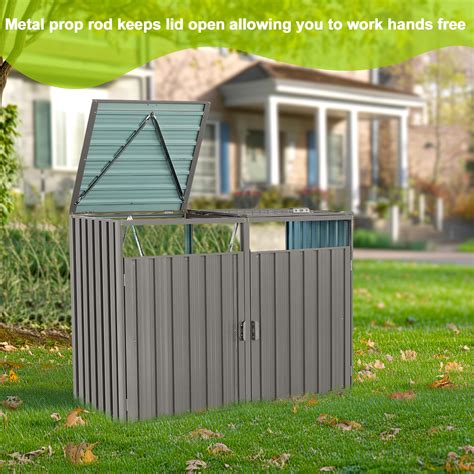 Outdoor Trash Can Shed Metal Garbage Enclosure For 2